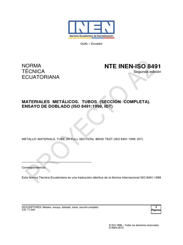 Nte Inen-Iso 8491 | PDF | Organización internacional para la ...