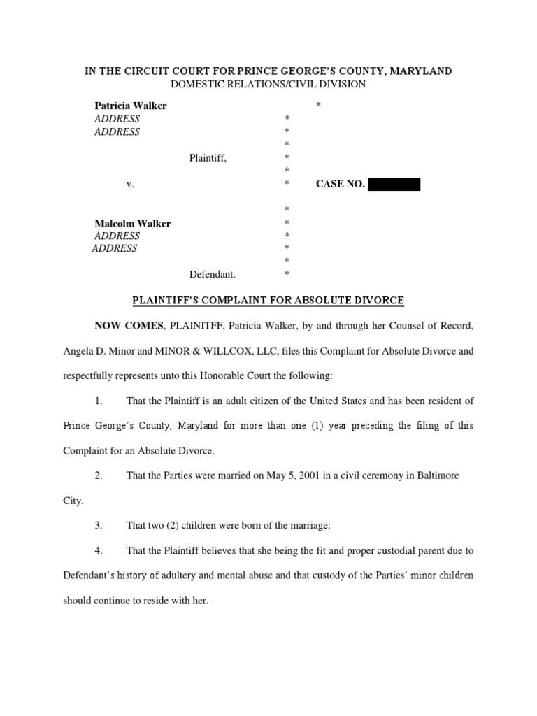 Sample Absolute Divorce | PDF | Child Custody | Divorce