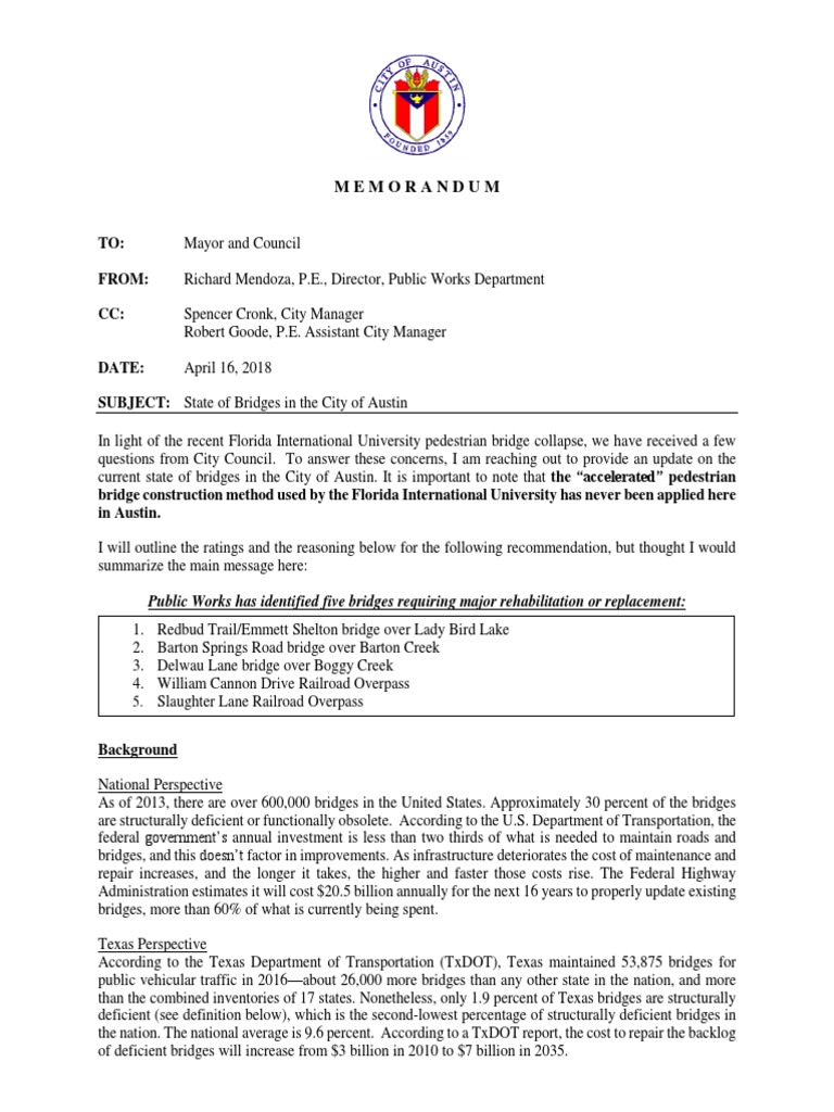 Bridge Memo | Bridge | Road