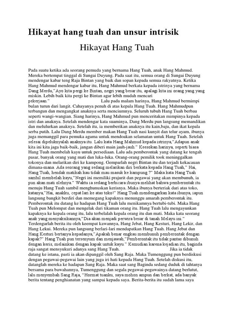 Hikayat Hang Tuah Dan Unsur | PDF