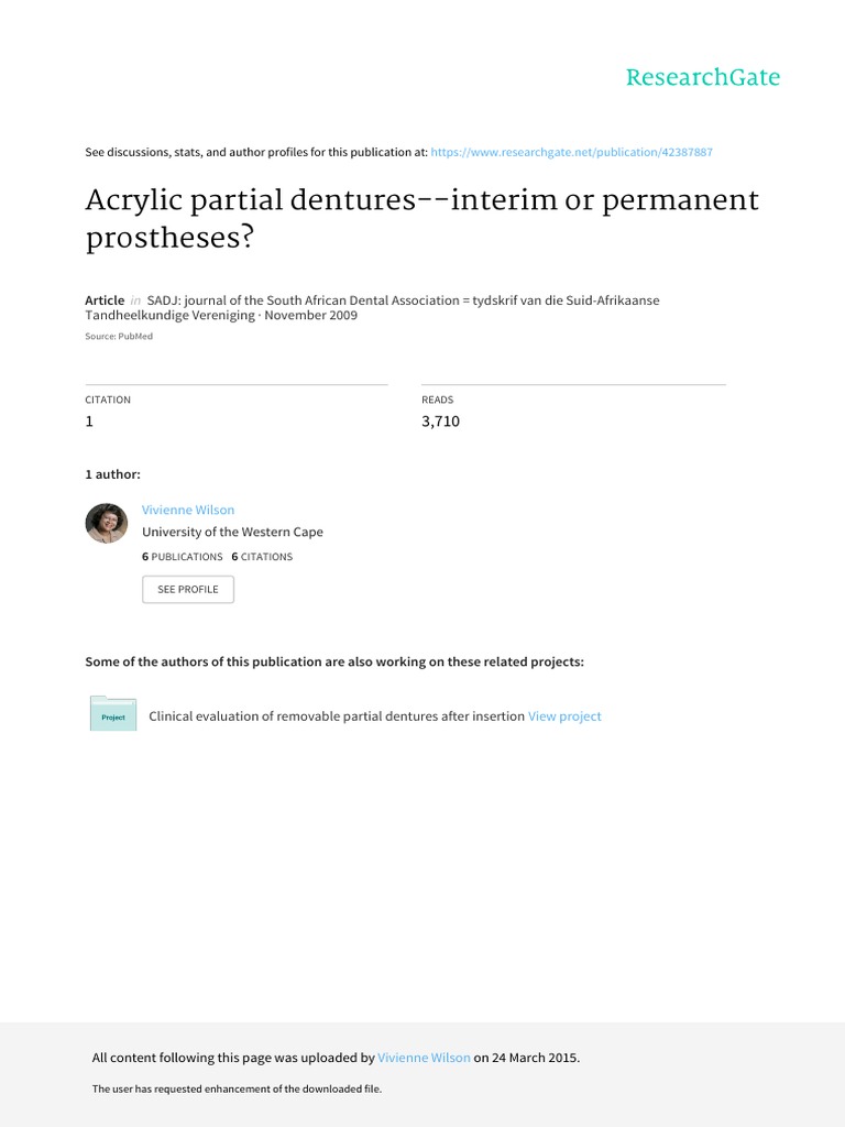 Acrylic Partial Dentures: A Permanent Solution? | PDF | Dentures ...