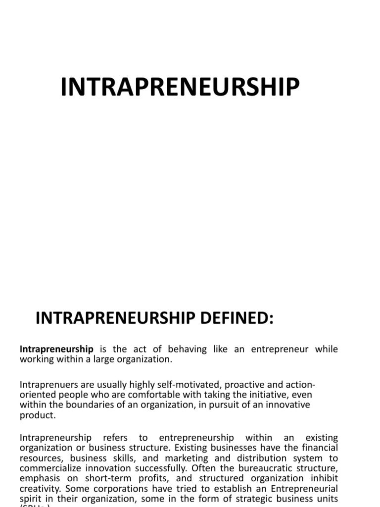 Intrapreneurship 150520060758 Lva1 App6891 | PDF | Entrepreneurship ...