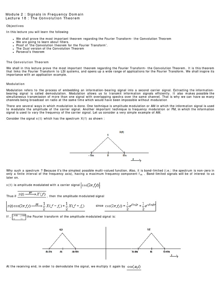 Lec Convolution | PDF | Fourier Transform | Fourier Series