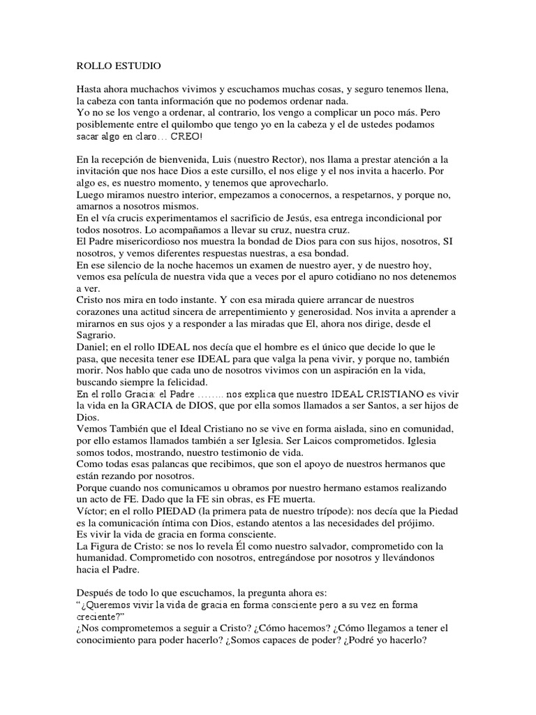 Rollo de Estudio en Cursillos de Cristiandad | PDF | Biblia | Iglesia ...