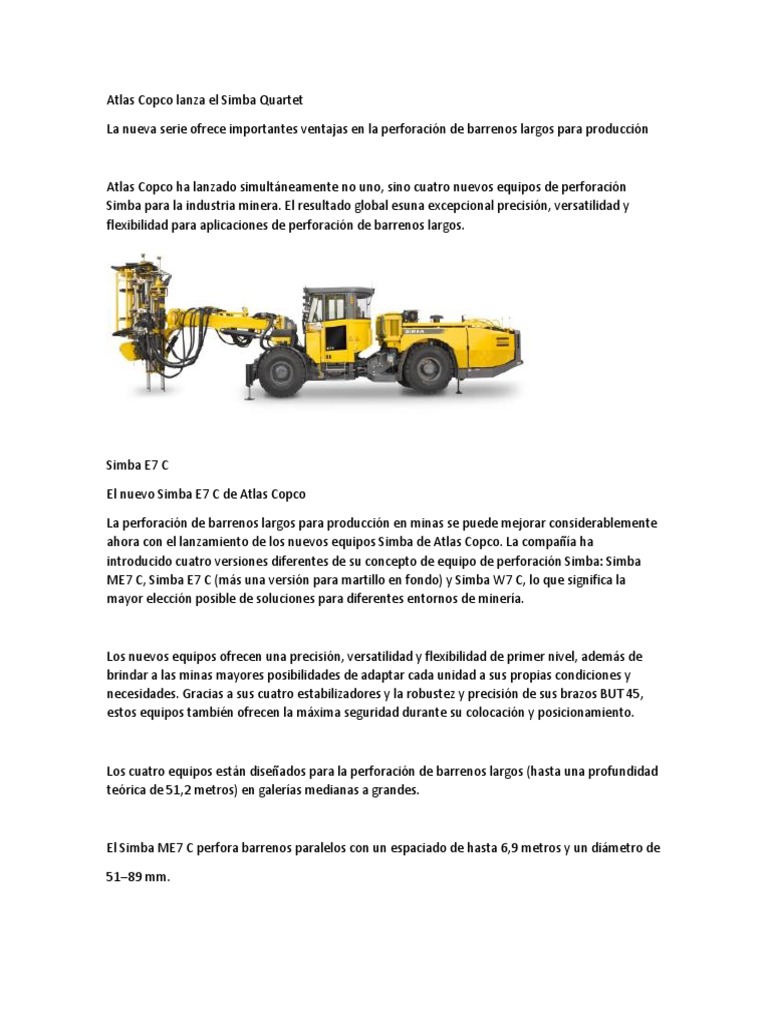 Atlas Copco El Simba Quartet | PDF | Minería | Science