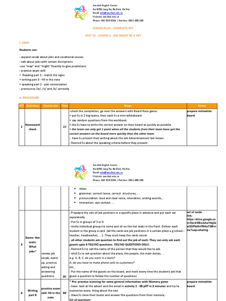 Complete KET - Unit 13 - Lesson 2 - Updated | PDF | Question | Linguistics