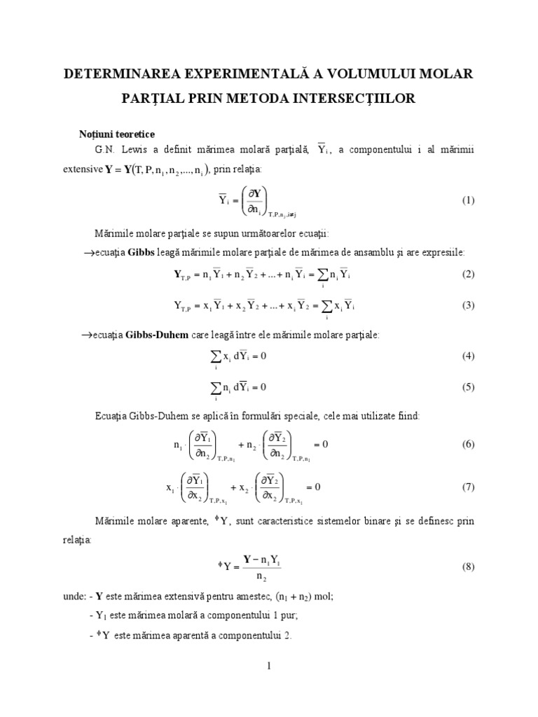 Volume Molare Partiale | PDF