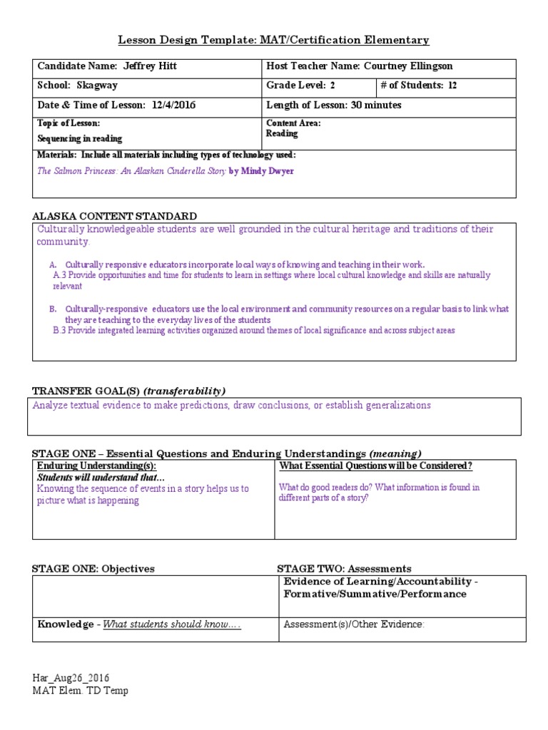 Salmon Princess Lesson Plan - Sequencing | PDF | Educational Assessment ...