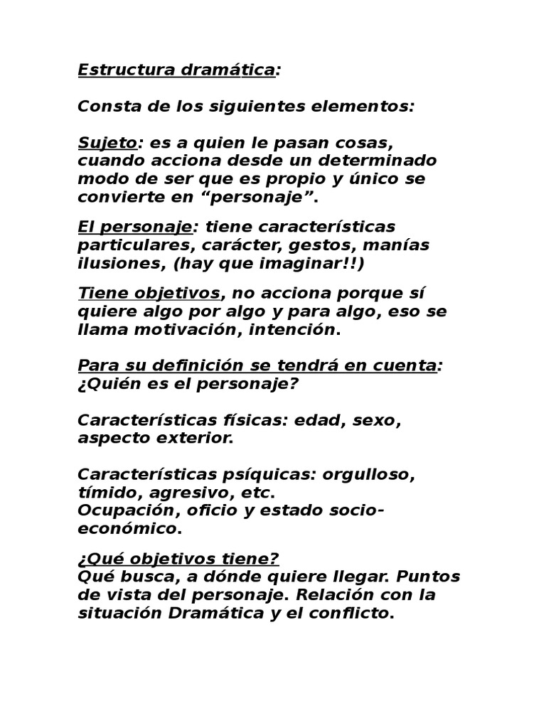 Elementos de La Estructura Dramatica | PDF | Conflicto (proceso) | Espacio
