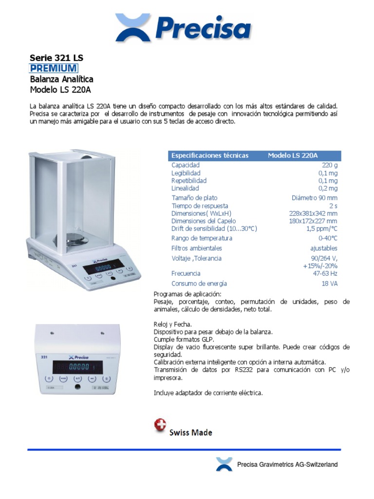 Balanza Analítica LS 220A: Especificaciones | PDF | Informática | Science
