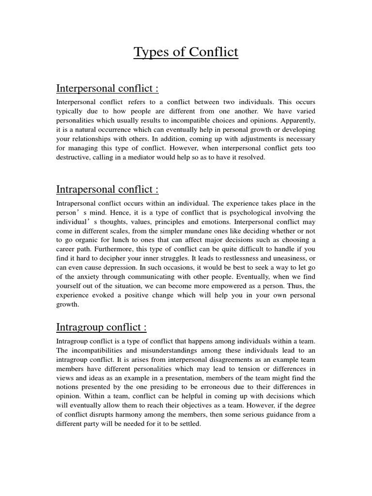 Types of Conflict | PDF | Conflict (Process) | Negotiation