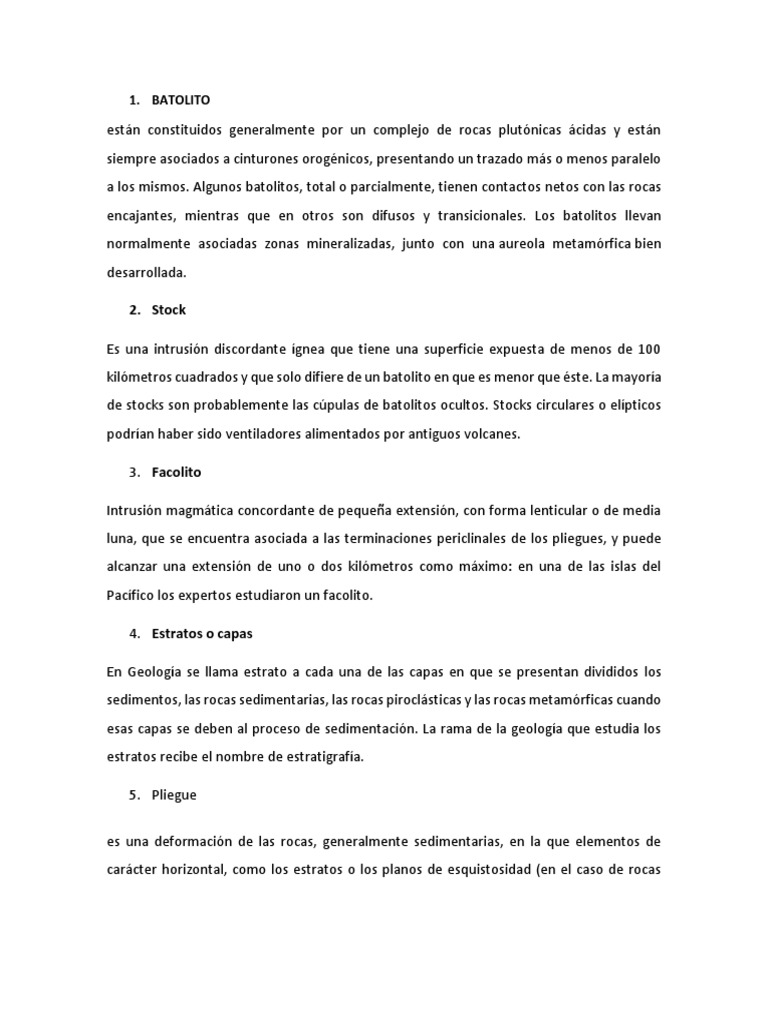 BATOLITO | PDF | Roca (geología) | Estrato