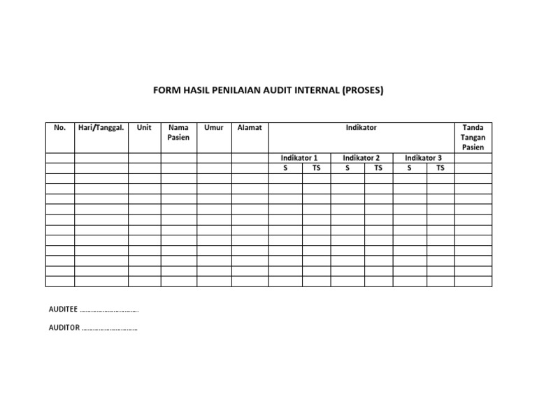 Contoh - Form Hasil Penilaian Audit Internal (Proses) | PDF