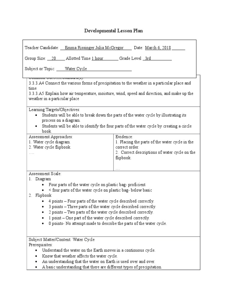 Developmental Lesson Plan | PDF | Evaporation | Water Vapor