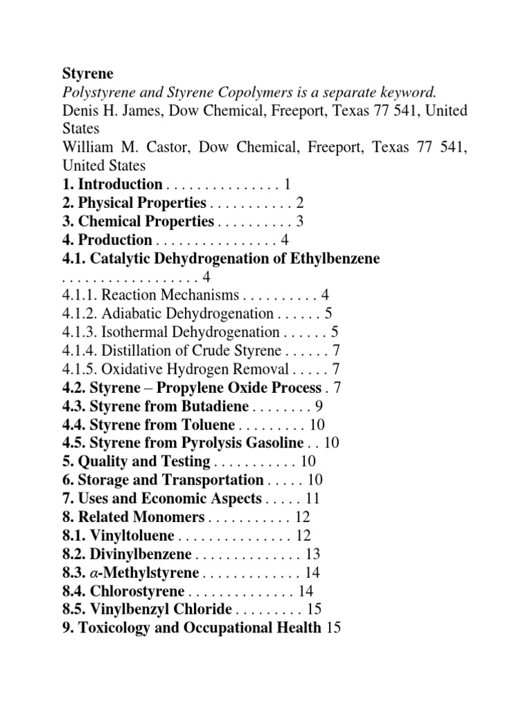 Styrene | PDF | Alkene | Chemical Reactions