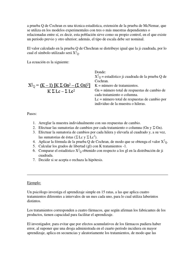 Prueba Q de Cochran para muestras dependientes | PDF | Muestreo ...