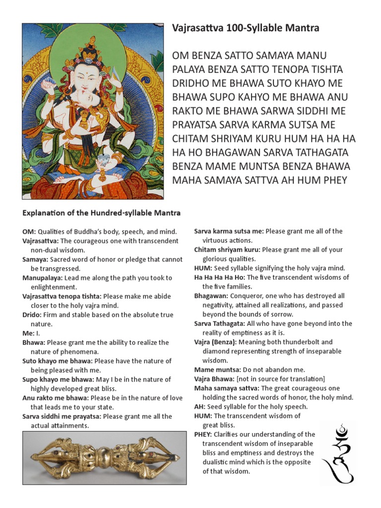 Vajras at T TV A Mantra and Translation | PDF | Mantra | Tibetan Buddhism