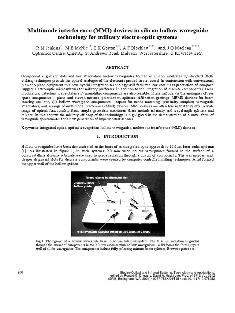 Multimode Interference Mmi Devices in Silicon Hollow Waveguide ...