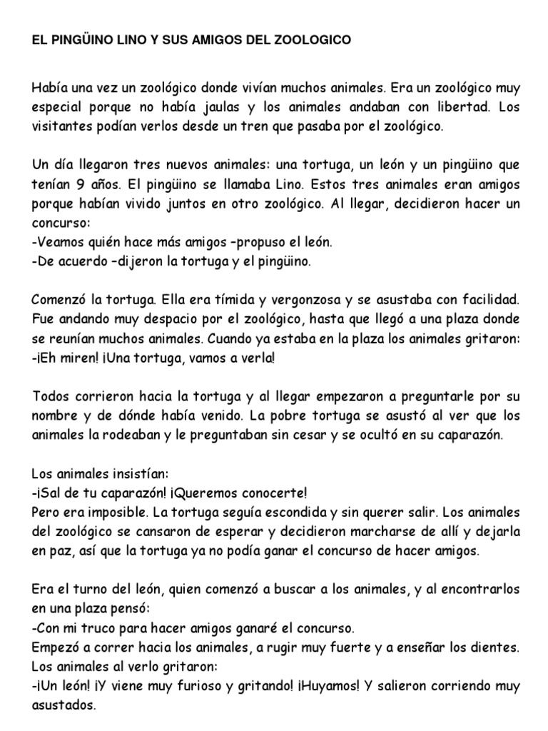 Lino: El Pingüino Amistoso del Zoo | PDF | zoo | León