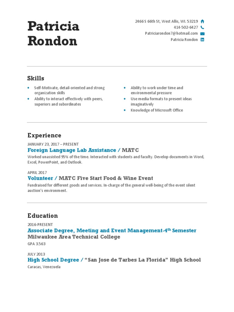 Patricia Rondon: Skills | PDF