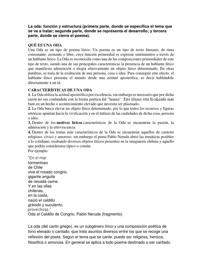 Estructura y función de la oda | PDF | Poesía