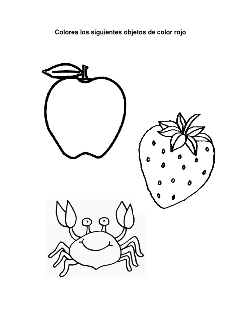 Colorea Los Siguientes Objetos de Color Rojo | PDF