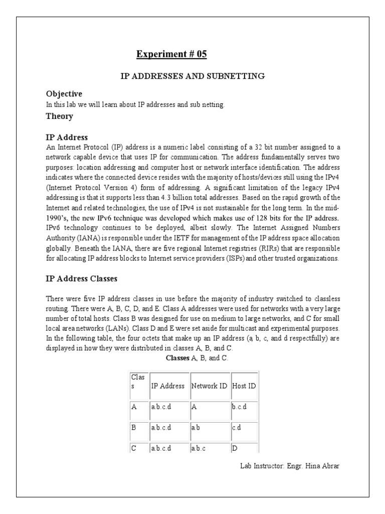 IP Addressing and Subneting | PDF | Ip Address | Internet Protocols IP Addressing and Subneting | PDF | Ip Address | Internet Protocols