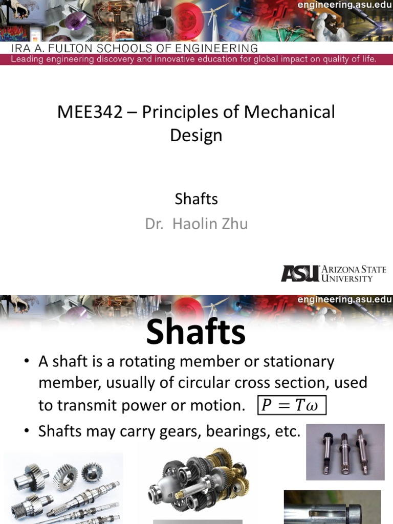 MEE342 - Principles of Mechanical Design: Dr. Haolin Zhu | PDF ...