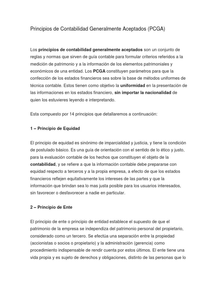 Análisis detallado de los Principios de Contabilidad Generalmente ...