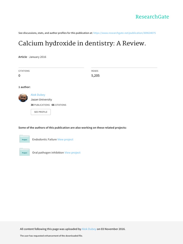 Calcium Hydroxide | PDF | Calcium | Hydroxide
