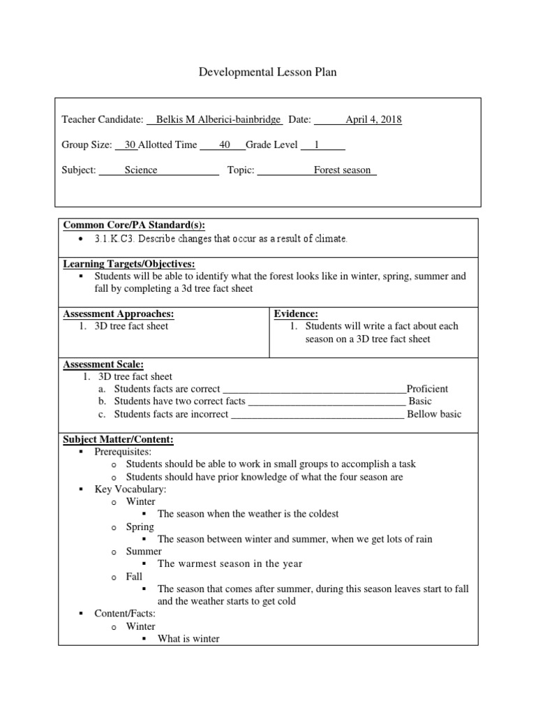 Four Season Lesson Plan | PDF | Lesson Plan | Pedagogy