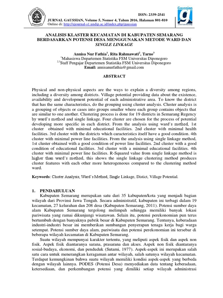 ID Analisis Klaster Kecamatan Di Kabupaten | PDF | Cluster Analysis | Indonesia