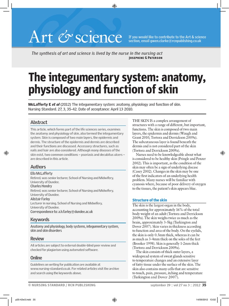 Integumentary, Anatomy, Function | PDF | Skin | Integumentary System