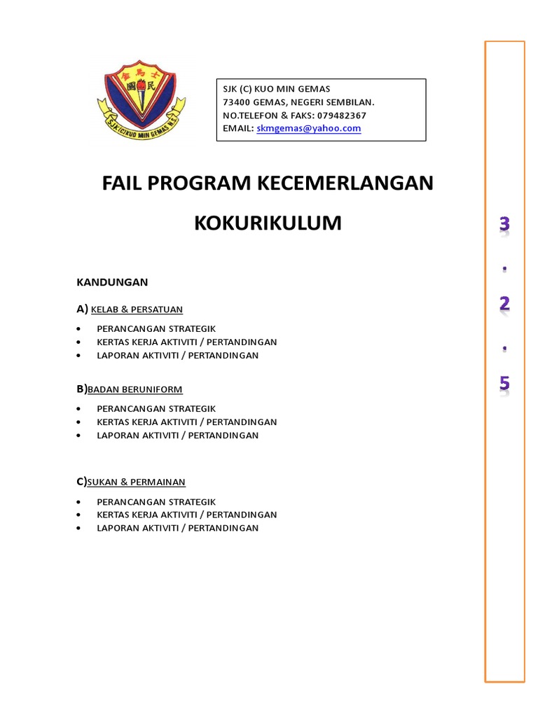 Template Front Page Fail Program Kecemerlangan | PDF