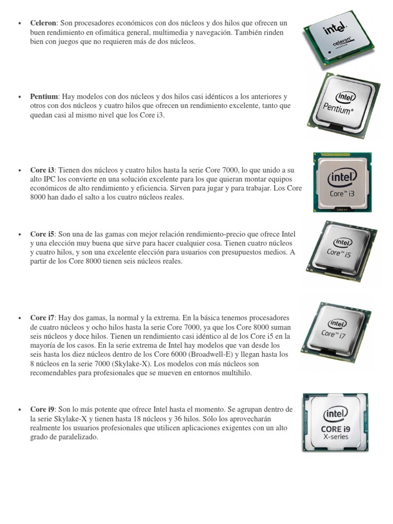 15 Tipos de Procesadores Actuales | PDF | Microprocesador | Equipo de ...