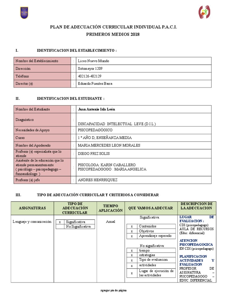 Ejemplo de Paci Programa de Integración | Descargar gratis PDF | Salón ...