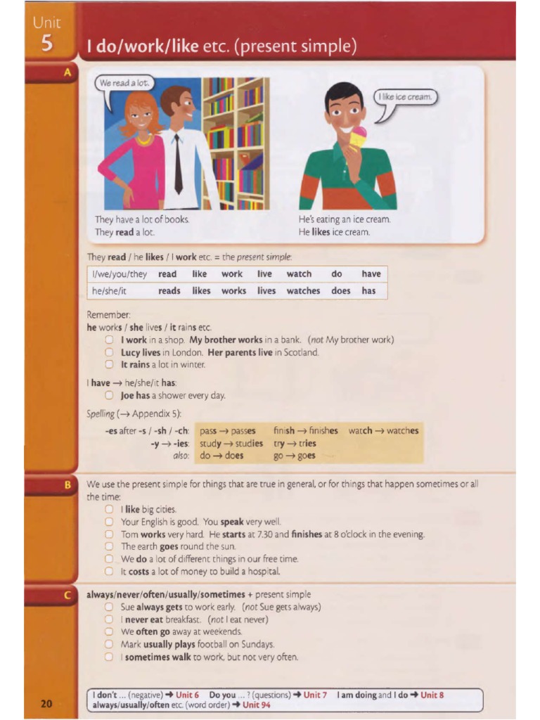 Unit 5 - Present Simple | PDF | Language Arts & Discipline | Home & Garden