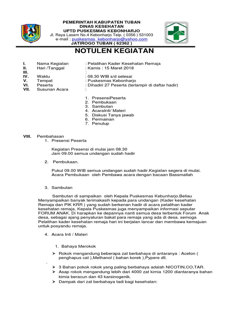 Contoh Notulen Kegiatan Pelatihan - Perumperindo.co.id