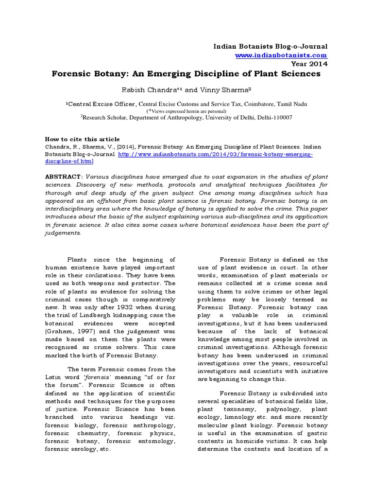 Forensic Botany An Emerging Discipline of Plant Sciences | PDF ...