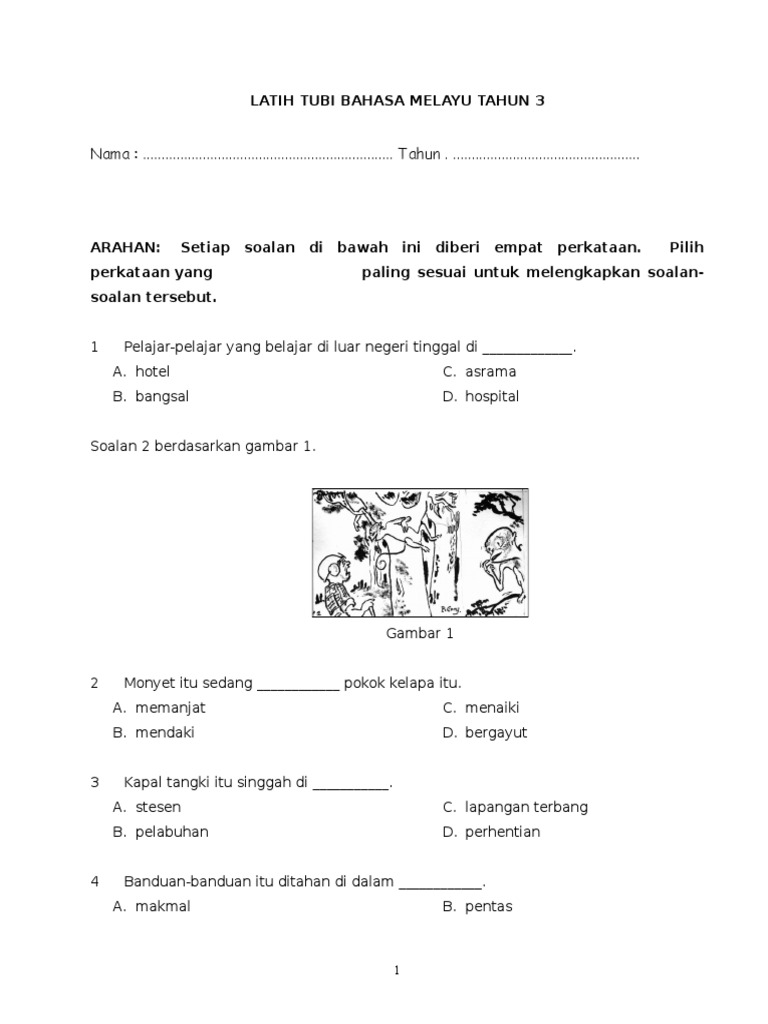 Latih Tubi Soalan Latihan Bahasa Melayu Tahun 3 2 | PDF