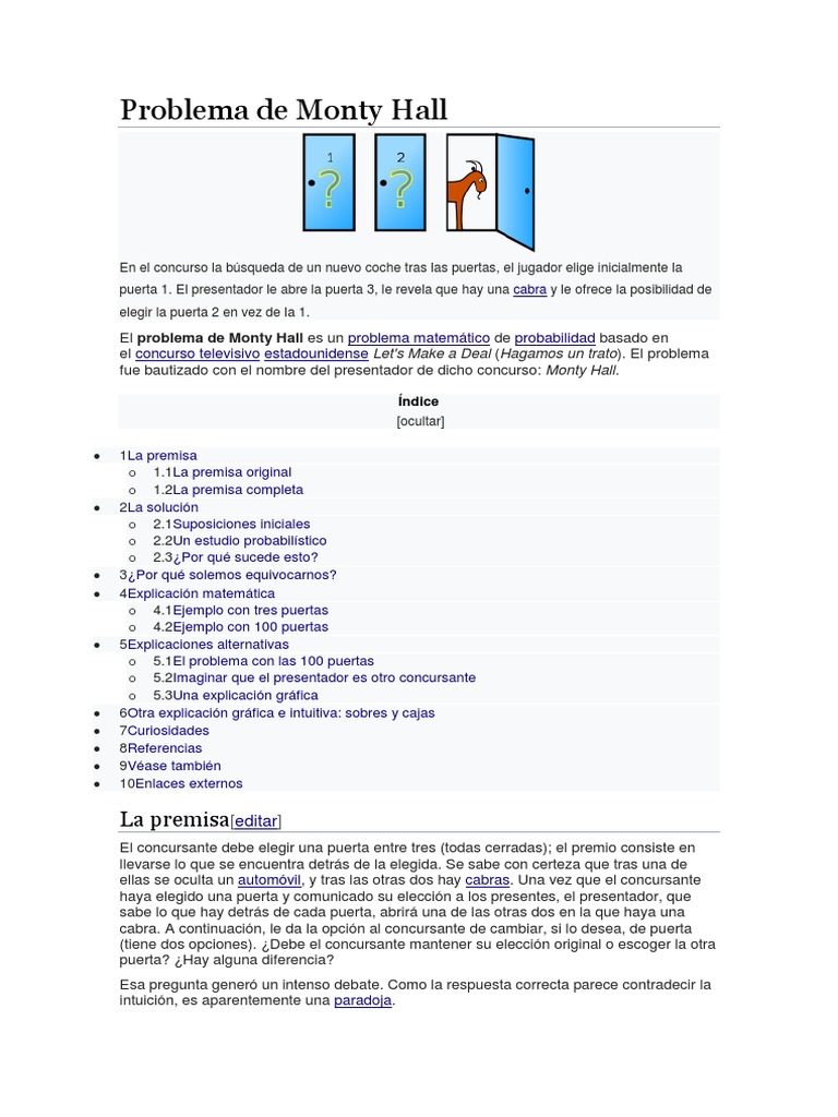 Problema de Monty Hall | PDF | Probabilidad | Enseñanza de matemática