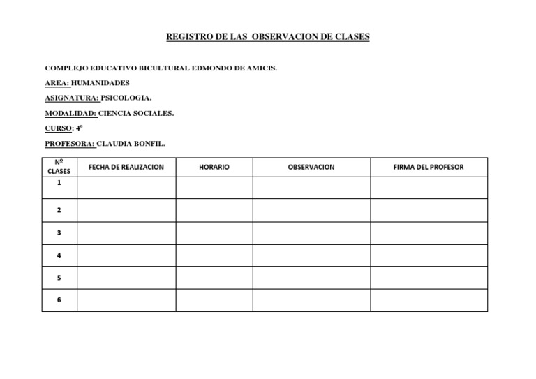 Registro de Clases | PDF