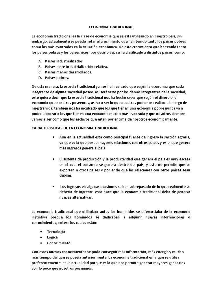 Economia Tradicional | PDF | Ciencias económicas | Pobreza