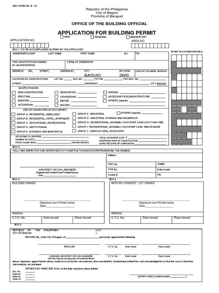 Application For Building Permit (For Building Permit) | PDF ...
