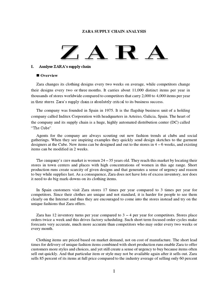 Zara Supply Chain Analysis | PDF | Inventory | Fashion