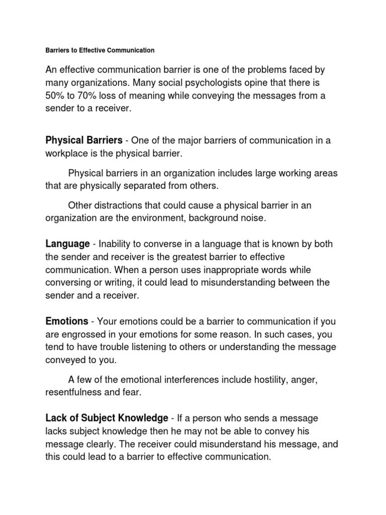 Barriers | PDF | Communication | Perception
