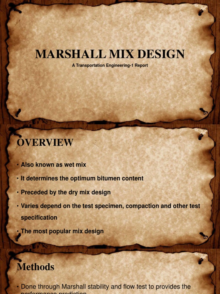 Marshall Mix Design Overview and Methods | PDF