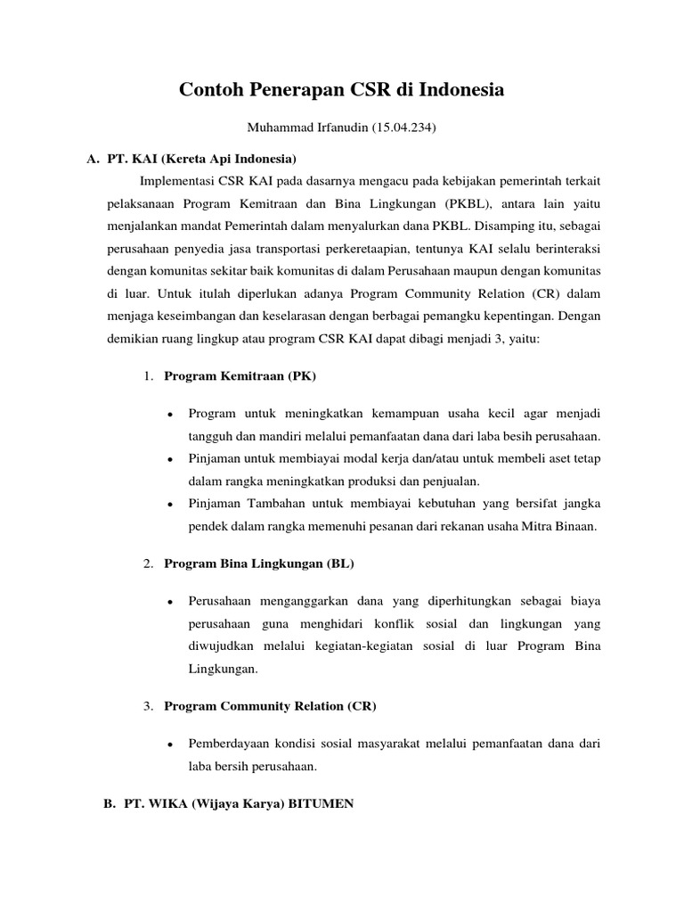 Contoh CSR di Perusahaan Indonesia | PDF | Bisnis