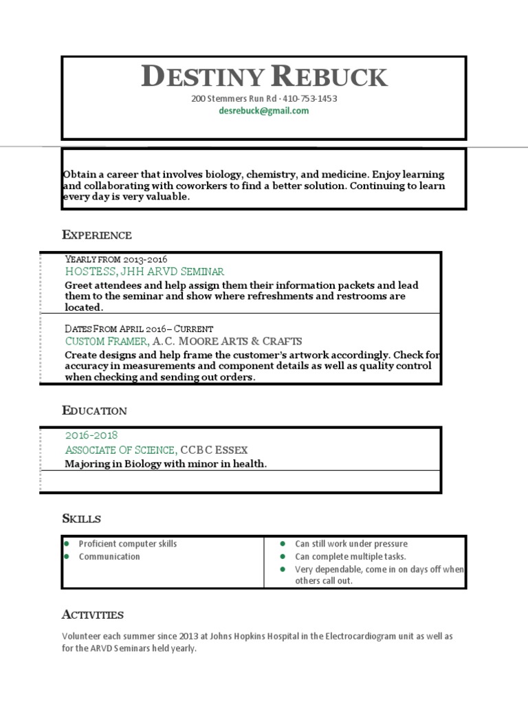 Destiny Rebuck Resume Final | PDF