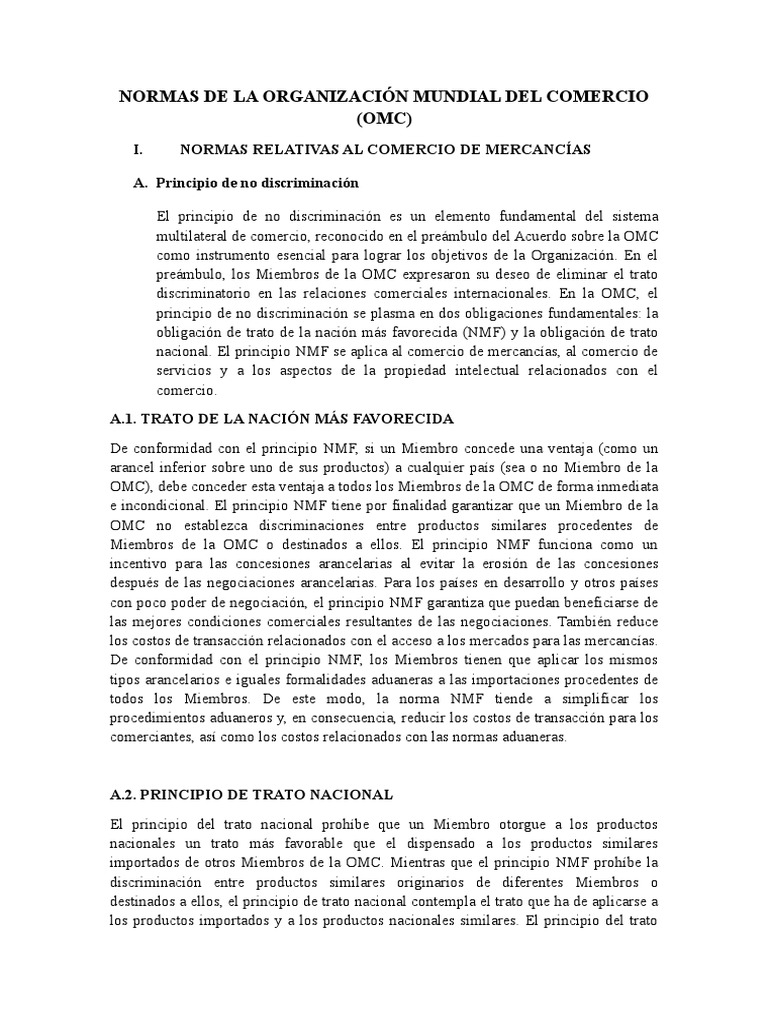 Principios de La OMC | PDF | Organización de Comercio Mundial | Acuerdo ...